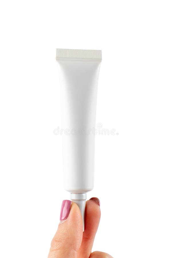 White Container for Cosmetics in Hand. Beauty Concept Stock Photo ...