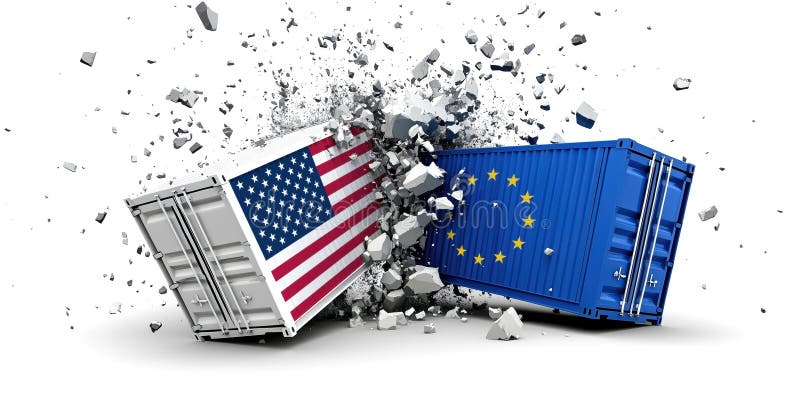 White Container Crashing into Blue Container, Debris Flying Around ...