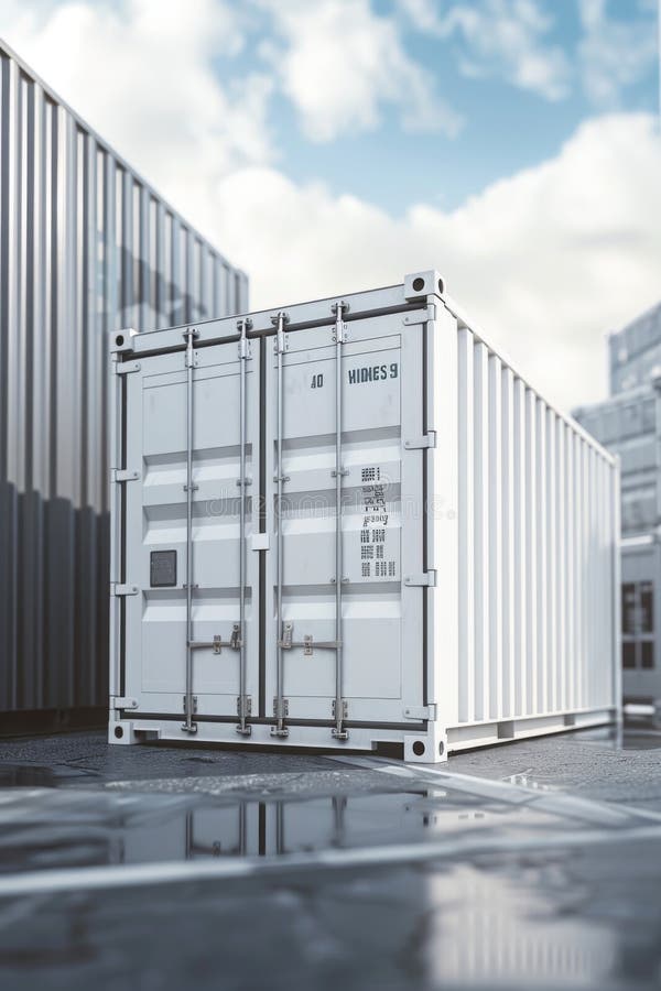 A White Container Placed on a Parking Lot, Suitable for Transportation ...
