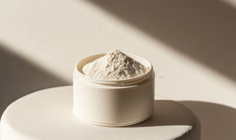 A White Container with a White Powder Inside Stock Illustration ...