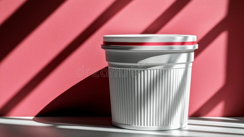 White Container with Shadows on Pink Wall during Afternoon Light Stock ...