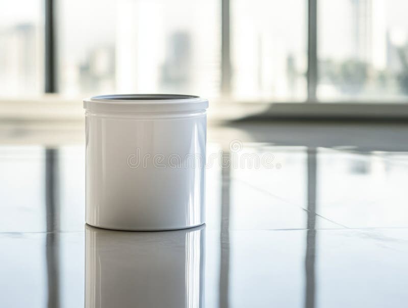 White Container on Tiled Floor Stock Image - Image of flooring, ceramic ...