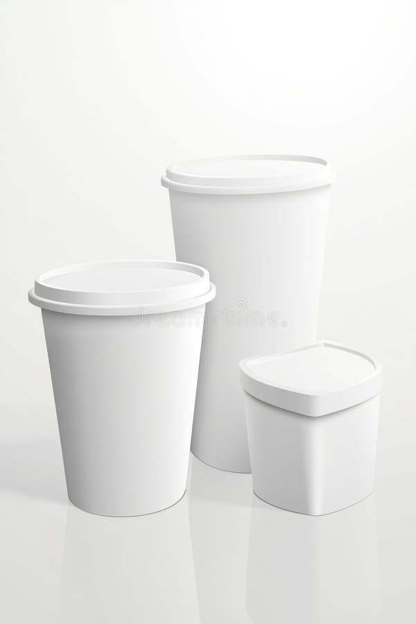 White Containers with Lids on a Clean Surface Stock Image - Image of ...