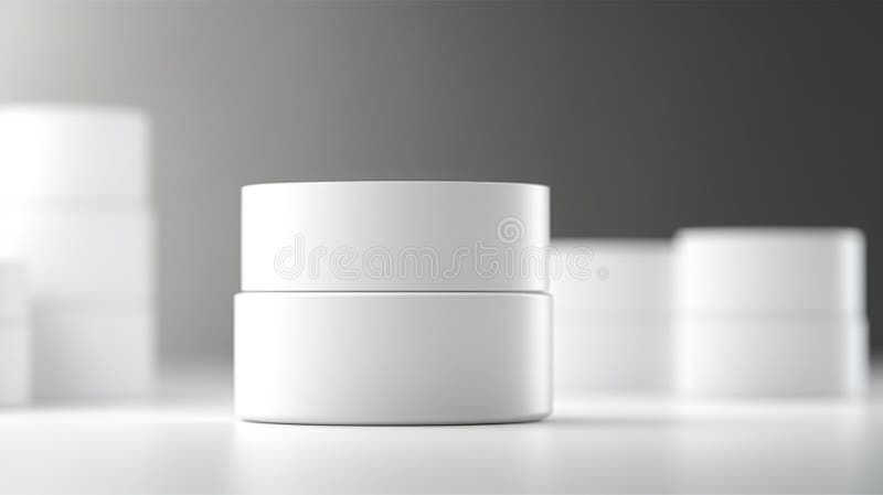 White Containers Stacked on a Table, Suitable for Various Uses Stock ...