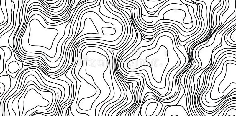 White Contour Lines Abstract Topographic Map Pattern. Modern Map ...