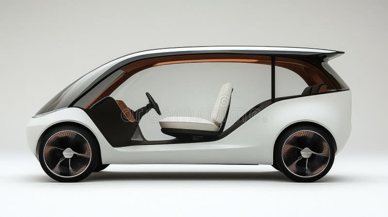 White and Copper Concept Electric Car Side View Stock Illustration ...