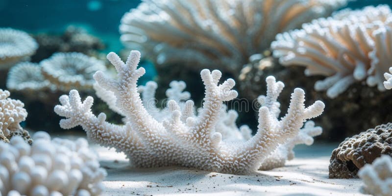 White Coral Structure Resting on the Ocean Floor with Other Coral Stock ...