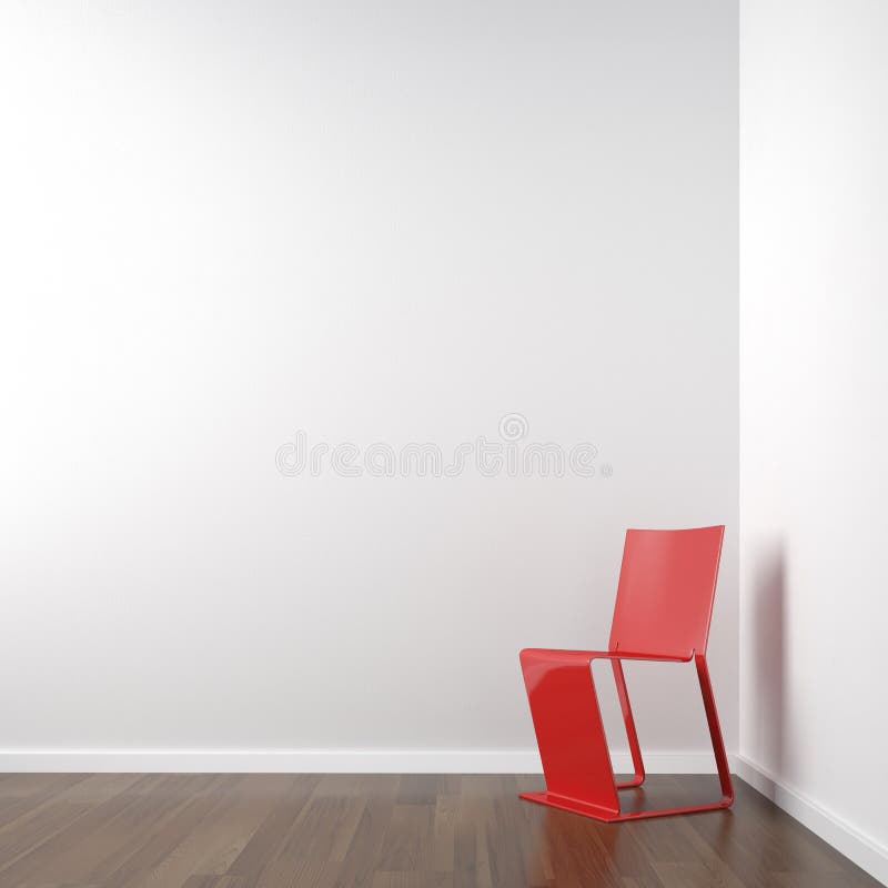White Corner Room with Yellow Chair Stock Illustration - Illustration ...
