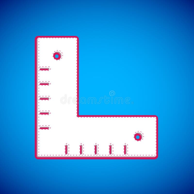 White Corner Ruler Icon Isolated on Blue Background. Setsquare, Angle ...