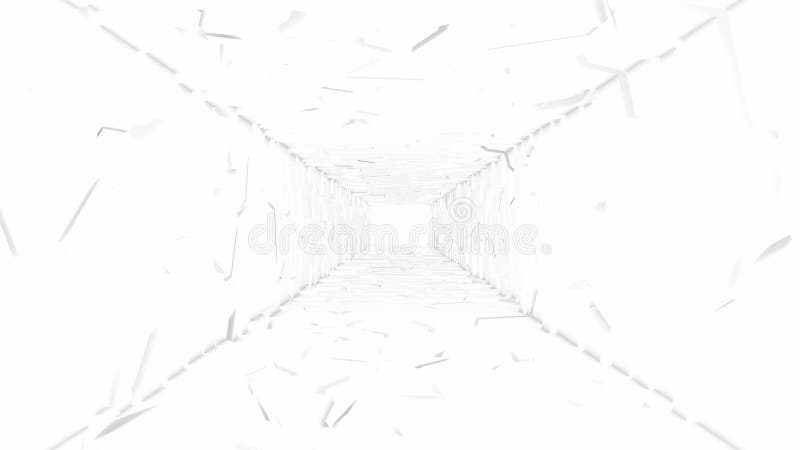White Corridor with Cracks Slow Motion 3d Stock Illustration ...