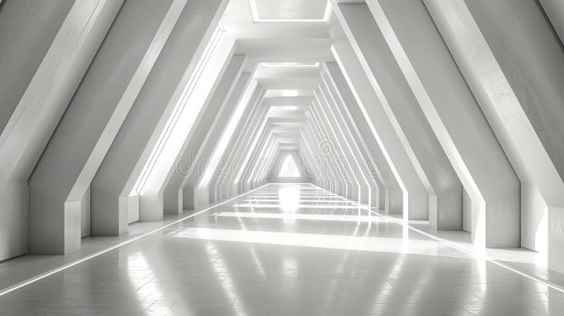 White Corridor of Light: Futuristic Architectural Design Stock ...