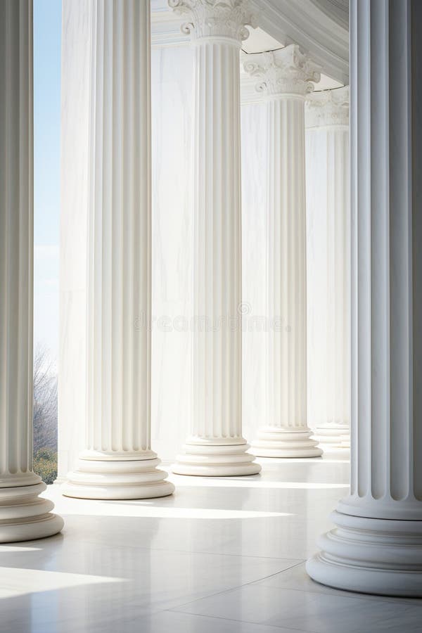 White Corridor Pillars Background. White Architectural Columns Stock ...