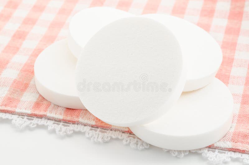 White Cosmetic Circle Sponges for Makeup. Stock Photo - Image of foam ...