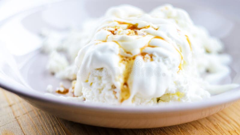 White Cottage Cheese with Caramel Stock Image - Image of restaurant ...