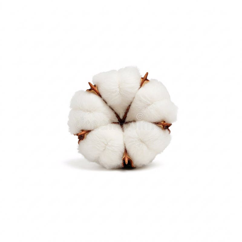 White Cotton Boll Photographed from Above, Isolated on a White Stock ...