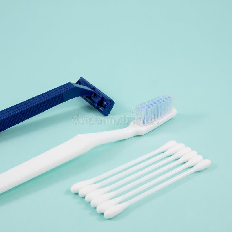 Razor And Toothbrush On White Stock Image - Image of hygiene, brush ...