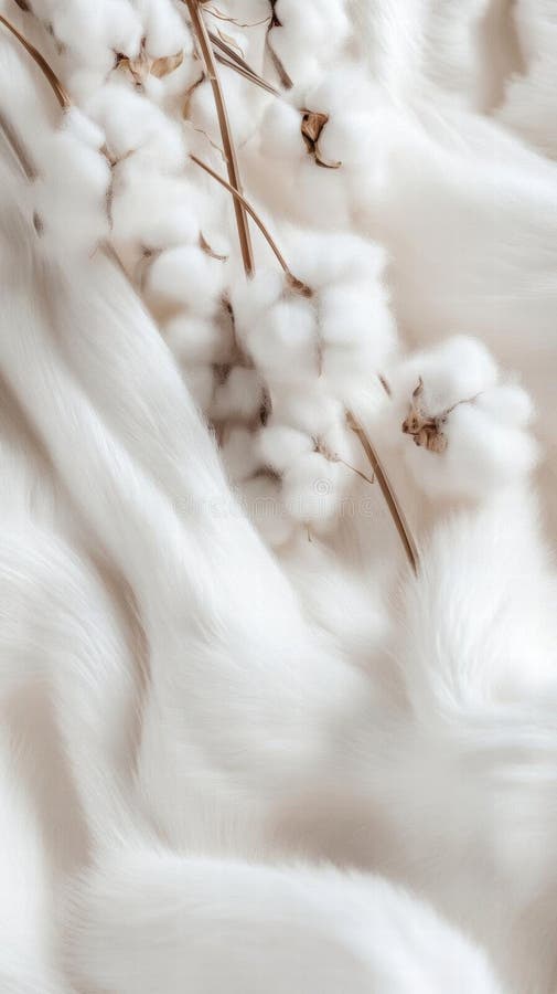 White Cotton on Faux Fur, Soft Texture Stock Image - Image of faux ...