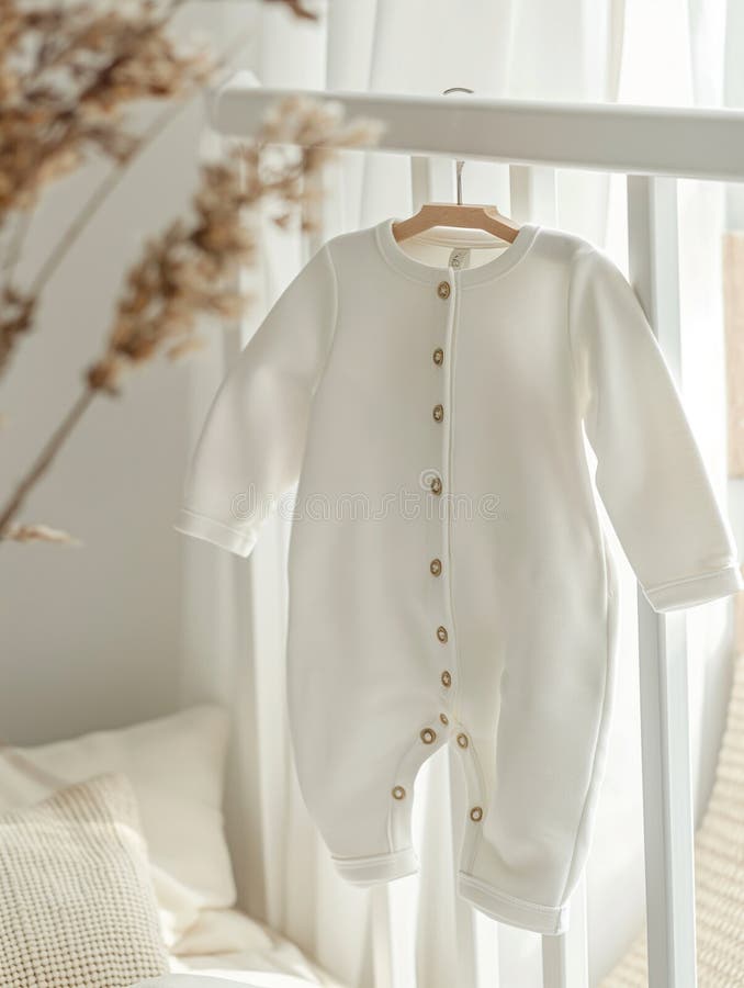 White Cotton Rompers Photo for Mockup Stock Illustration - Illustration ...