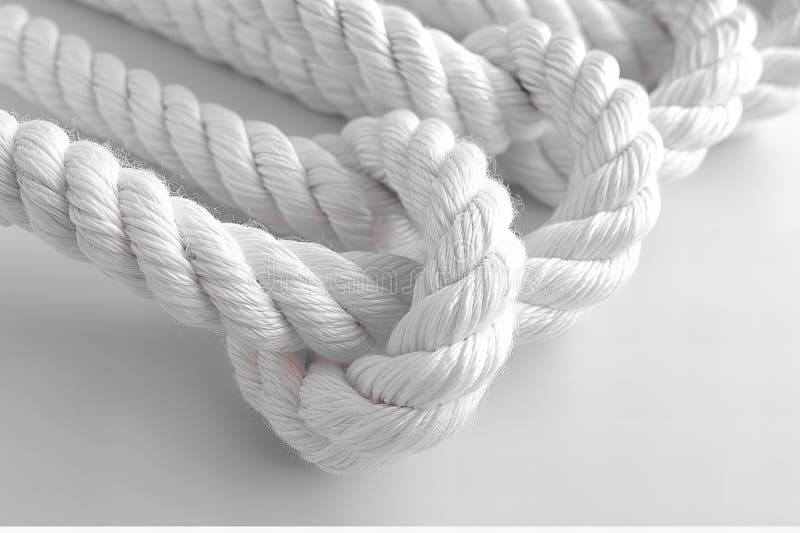 White Cotton Rope on a White Background in a Flat Lay with No Shadows ...
