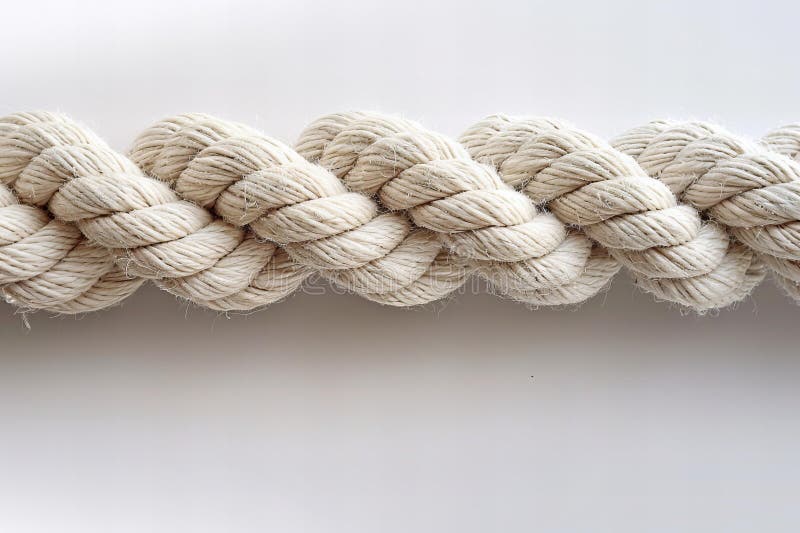 White Cotton Rope, Horizontal Line on a White Background, Laid Flat ...