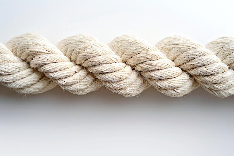White Cotton Rope, Horizontal Line on a White Background, Laid Flat ...