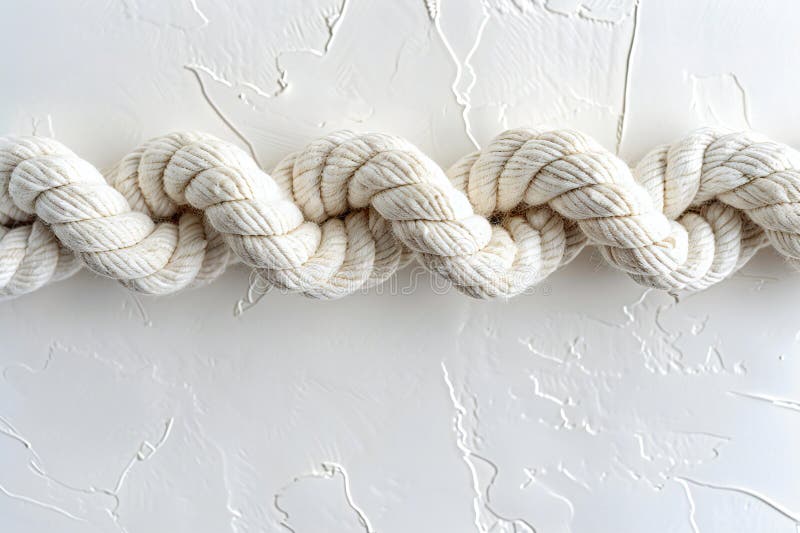 White Cotton Rope, Horizontal Line on a White Background, Laid Flat ...