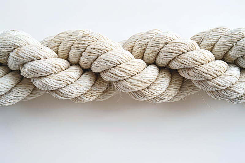 White Cotton Rope, Horizontal Line on a White Background, Laid Flat ...