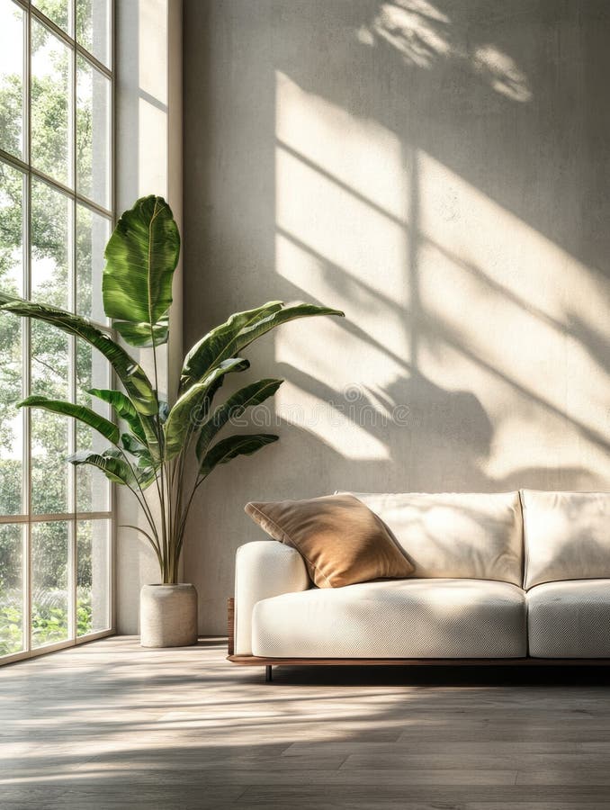 White Couch Living Room Window Stock Photo - Image of domestic, room ...