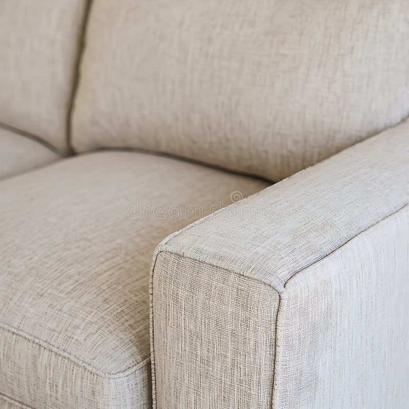 A White Couch with a Patterned Fabric Stock Photo - Image of closeup ...
