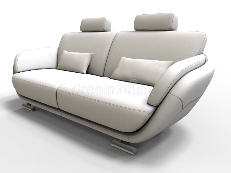 White Couch Perspective Illustration Stock Illustration - Illustration ...