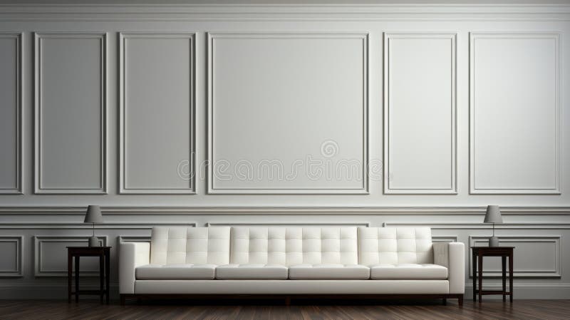 Elegant White Leather Couch with Neoclassical Themes Stock Illustration ...