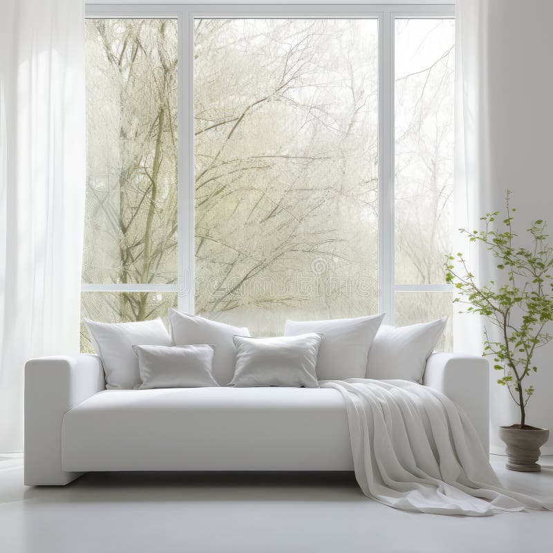 White Couch by Window stock illustration. Illustration of bright ...