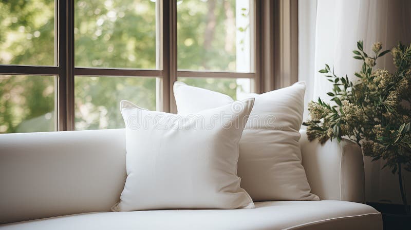 White Couch by Window stock illustration. Illustration of furniture ...