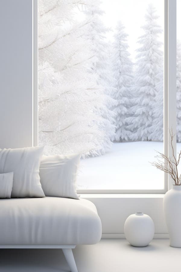 White Couch Window View stock image. Image of decor - 375525619