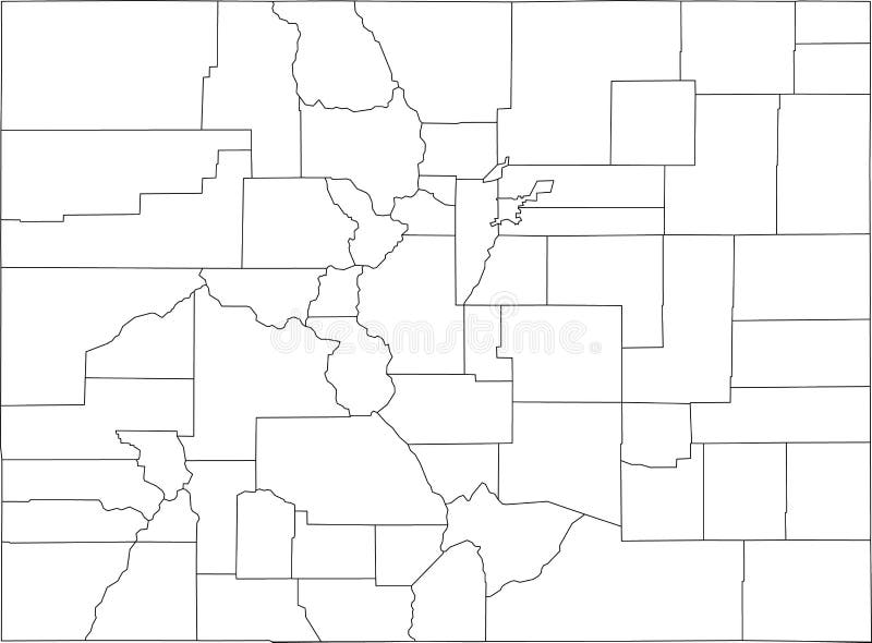 White Counties Blank Map of Colorado, USA Stock Vector - Illustration ...