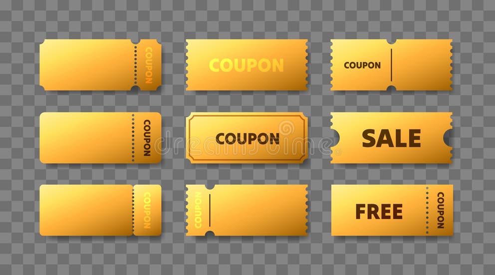 White Coupons of Different Shapes, Set of Coupons on Transparent ...