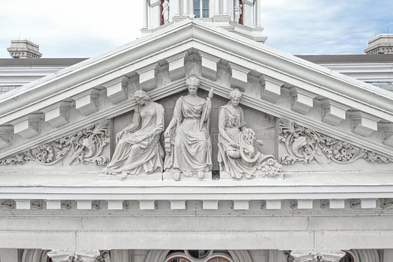 White Courthouse with Statues and Clock Editorial Stock Photo ...
