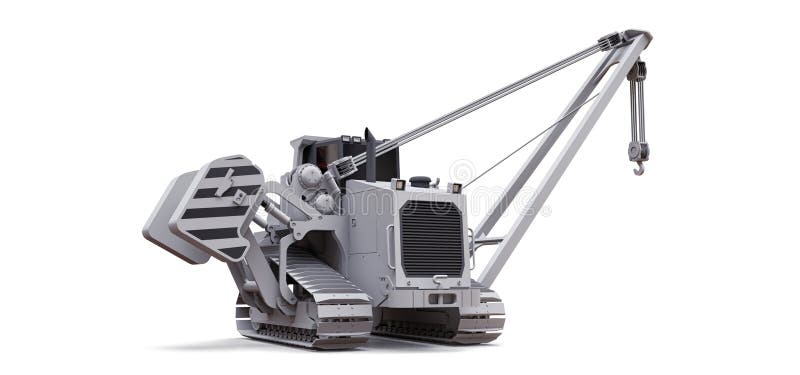 White Crawler Crane with Side Boom. 3d Rendering Stock Illustration ...
