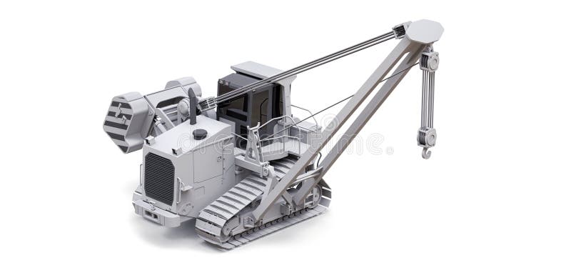 White Crawler Crane with Side Boom. 3d Rendering Stock Illustration ...