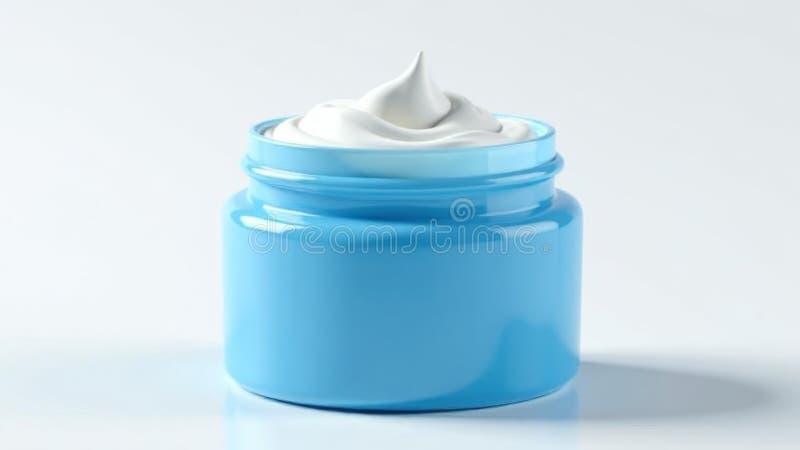 White Cream in a Blue Jar on a White Background Stock Photo - Image of ...