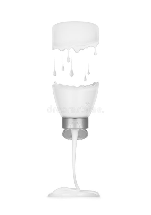 White Cream Flows from Cosmetic Tube on White Background. Stock Photo ...