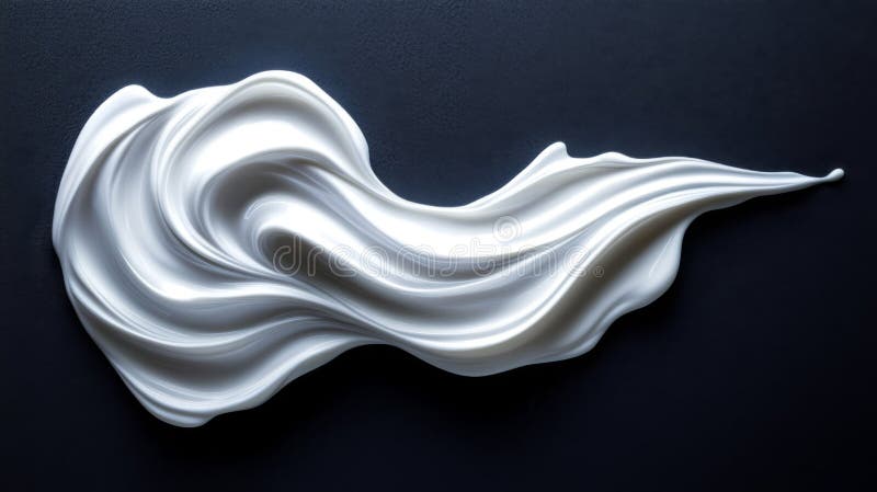 White Cream Swirl Abstract Design on Black Background Stock ...
