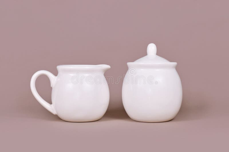 White Creamer Pitcher and Sugar Bowl Stock Image - Image of accessory ...
