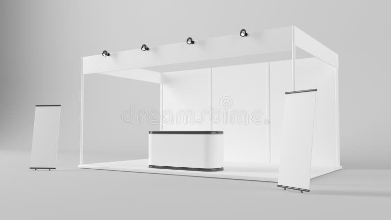 White Creative Exhibition Stand Design. Booth Template Stock ...