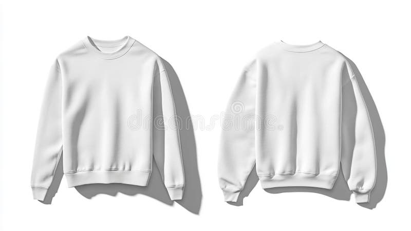 White Crew Neck Sweatshirt Mockup Front and Back View Stock ...