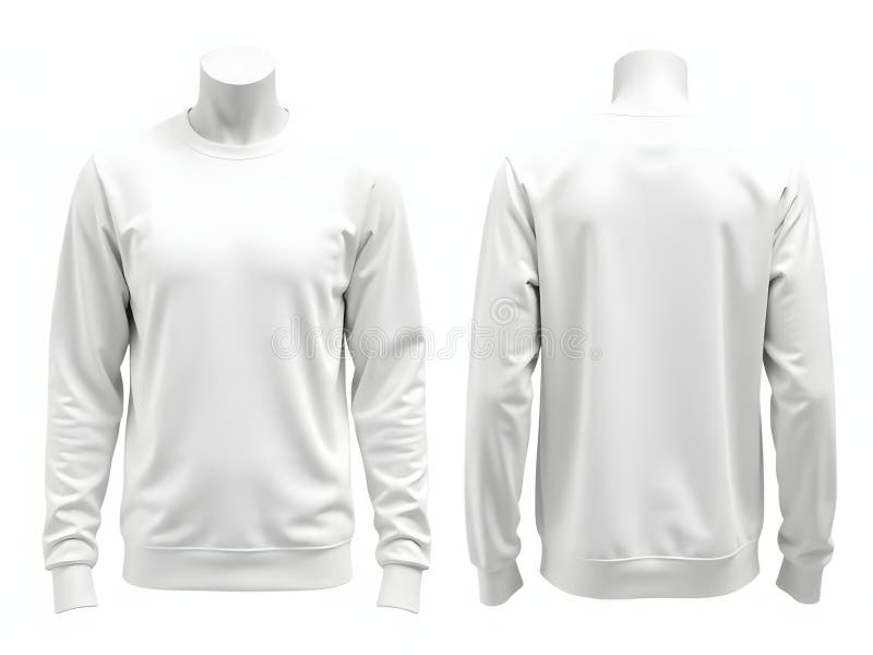White Crew Neck Sweatshirt Mockup Stock Illustration - Illustration of ...