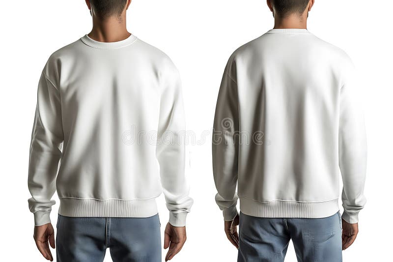 White Crewneck Sweatshirt Mockup, Front and Back View on Model Stock ...