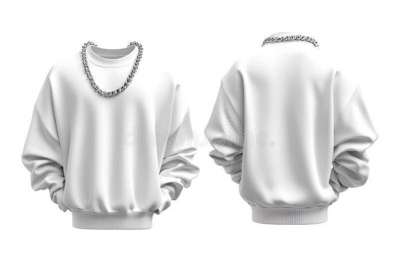 White Crewneck Sweatshirt Mockup, Front and Back Views, with Silver ...
