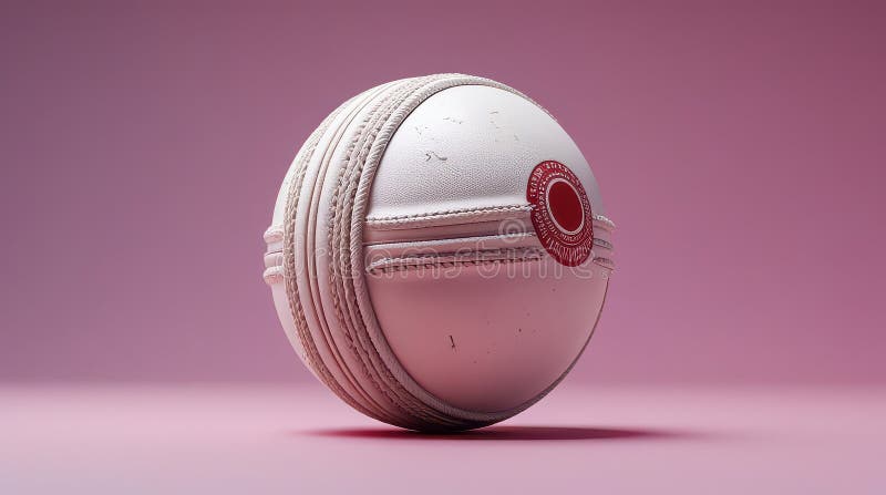 White Cricket Ball with Red Emblem and Stitched Seams on a Gradient ...