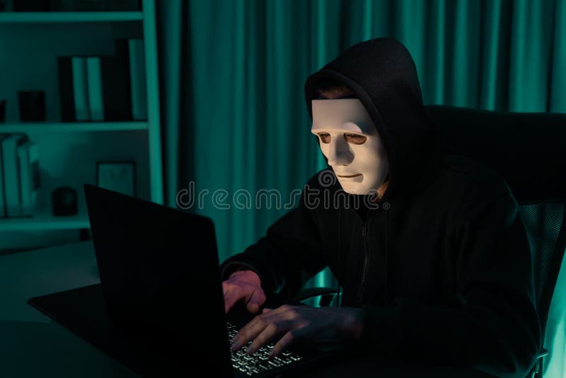 White Criminal Anonymous Mask Installing Coding Password Encryption 9848